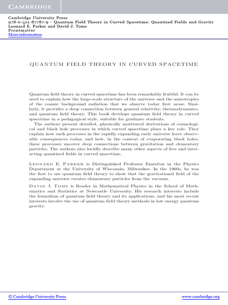 Quantum Field Theory in Curved Spacetime | PDF | Quantum Field Theory ...