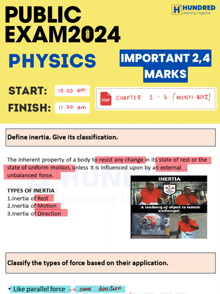 10SB PHYSICS Important 2 Mark Questions | PDF | Force | Gases