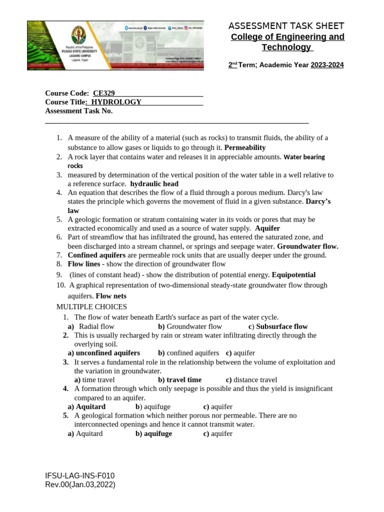 G5 Subsurface-Flow Question | PDF | Aquifer | Groundwater