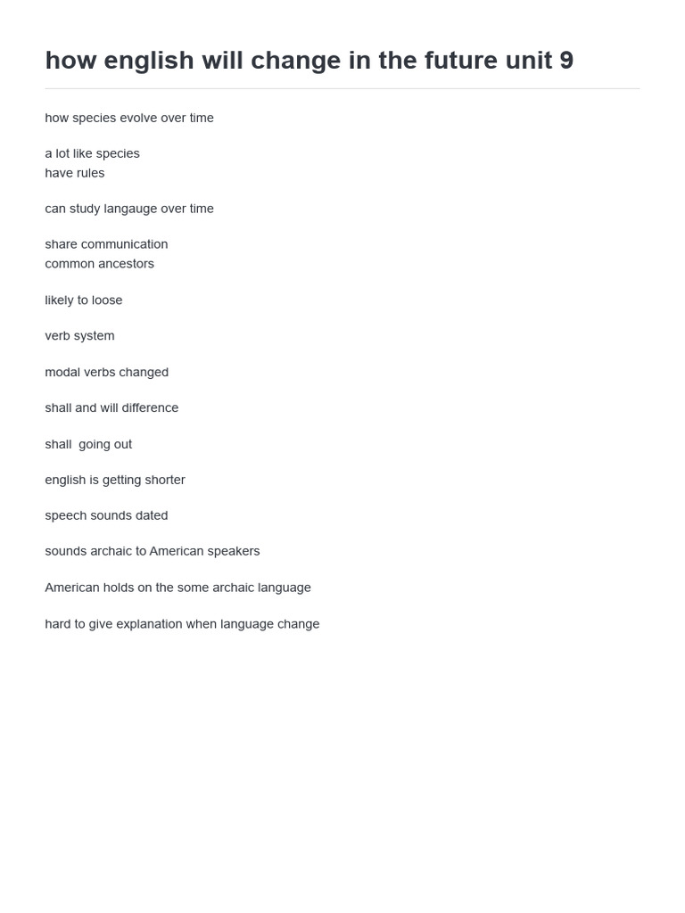 Future Changes in the English Language | PDF