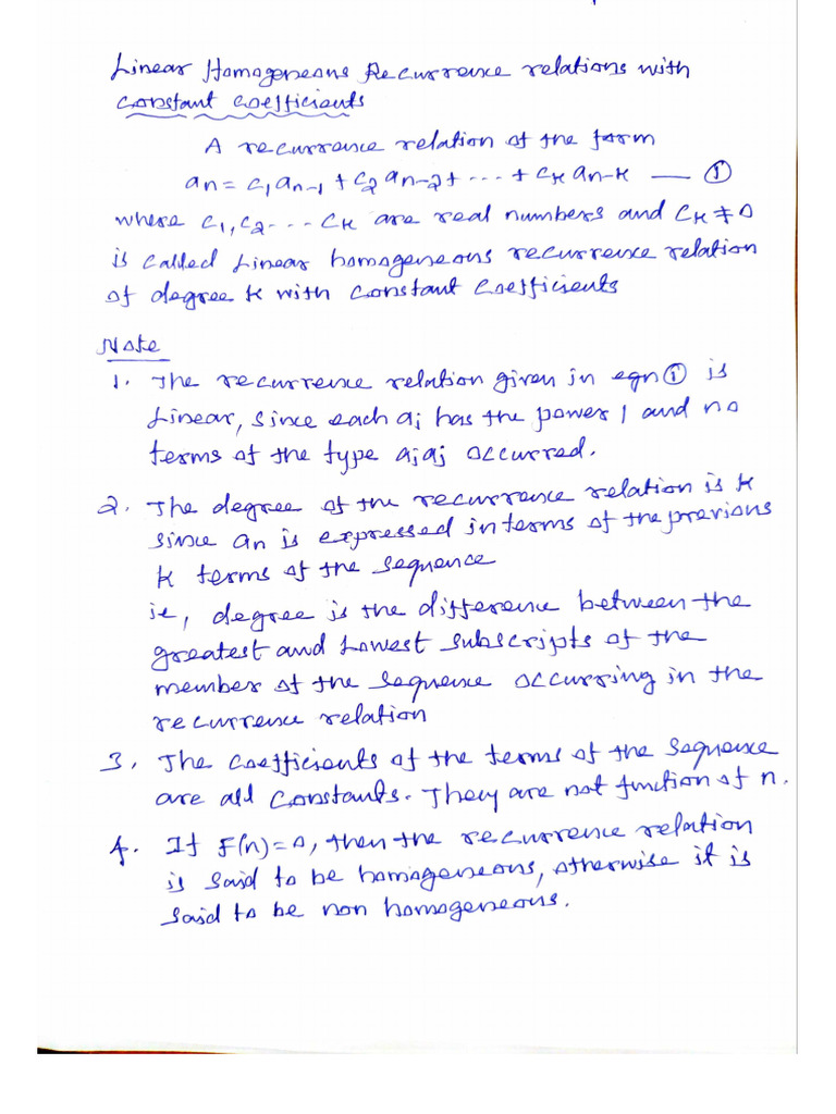 Recurrence Relation Pdf