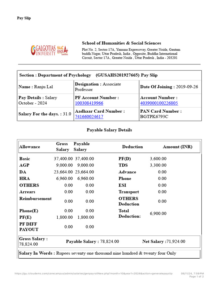 Payslip | PDF | Payments