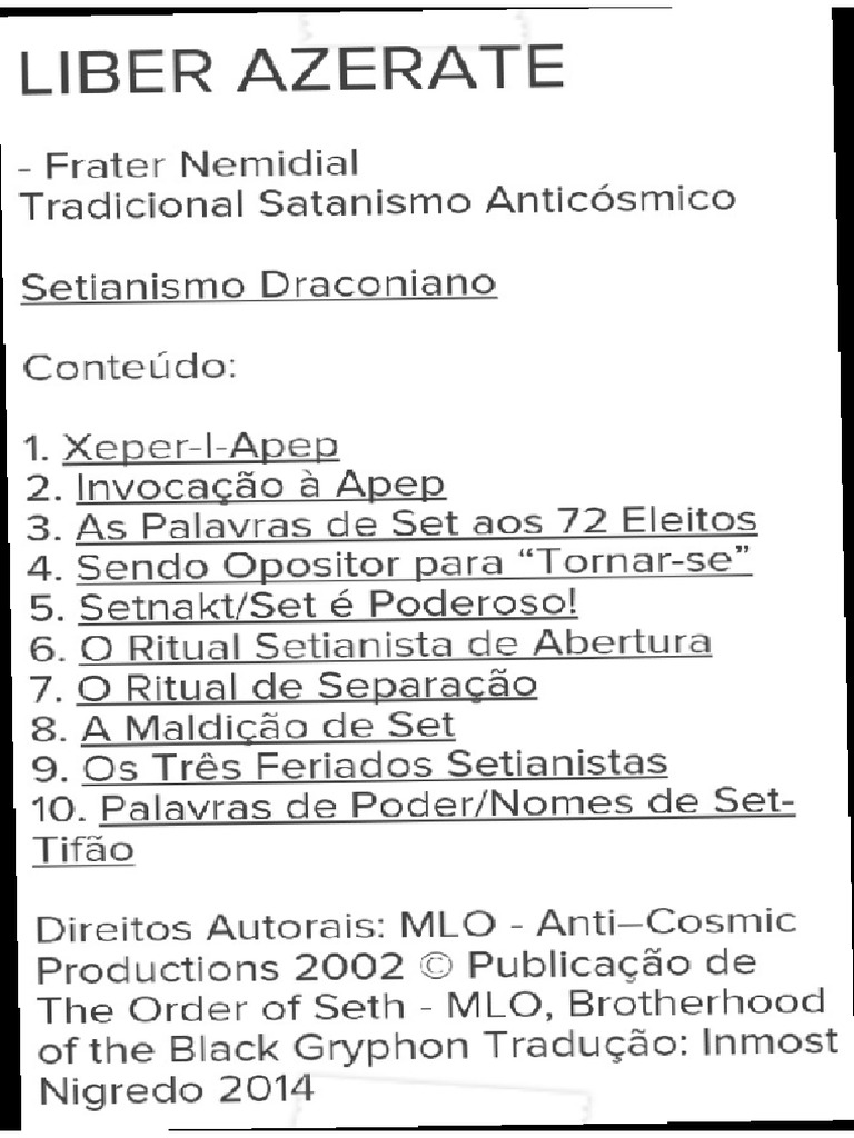 Liber Azerate Setianismo Draconiano | PDF