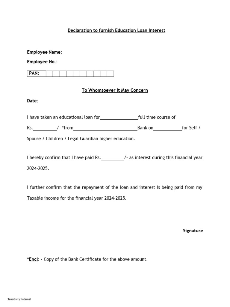 Declaration On Education Loan | PDF