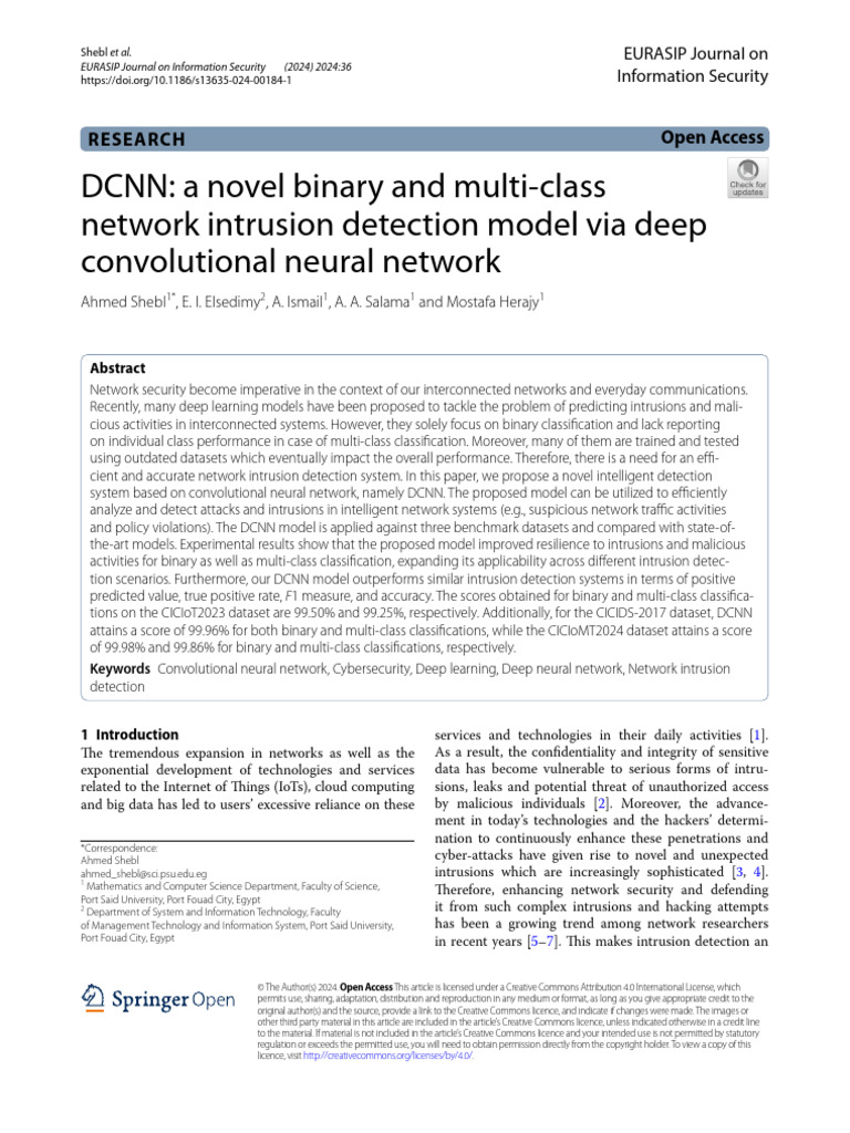 DCNN-a novel binary and multi-class network intrusion detection model ... DCNN-a novel binary and multi-class network intrusion detection model ...