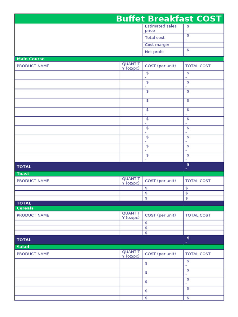 Buffet Breakfast COST | PDF