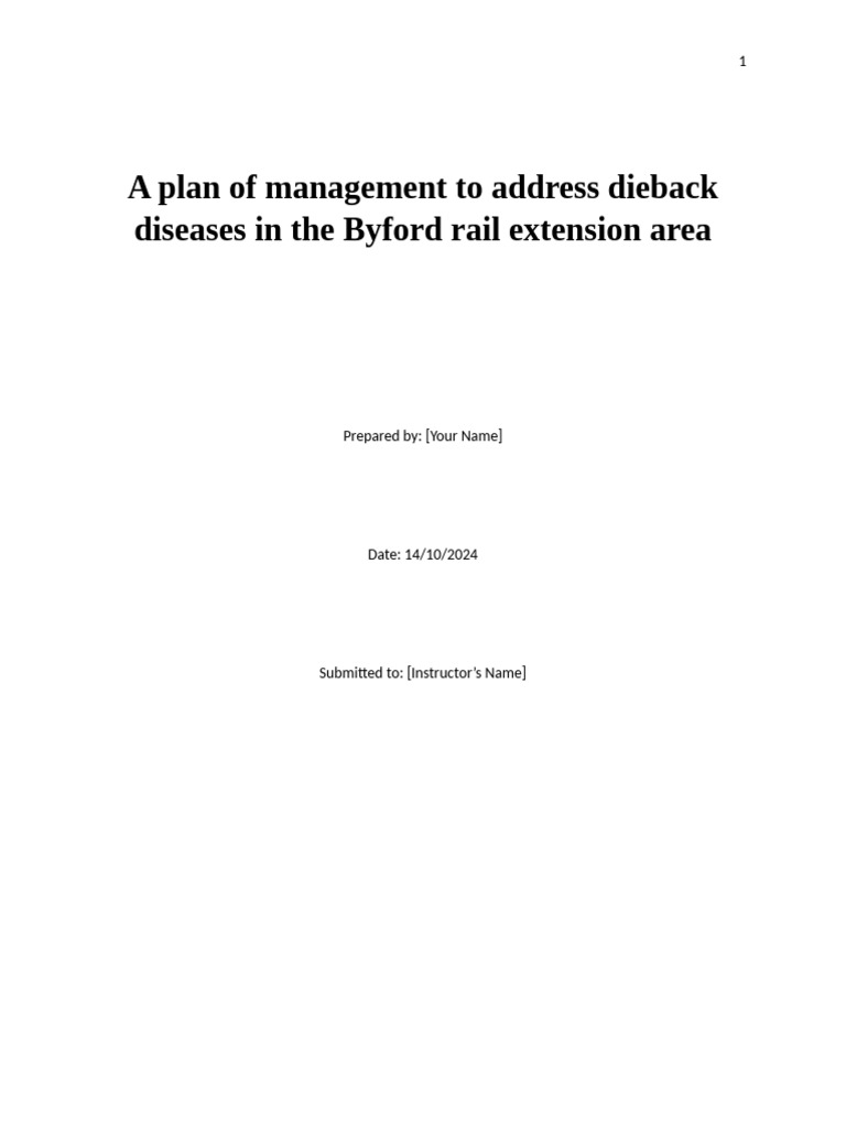 A Plan of Management To Address Dieback Diseases in The Byford Rail ...