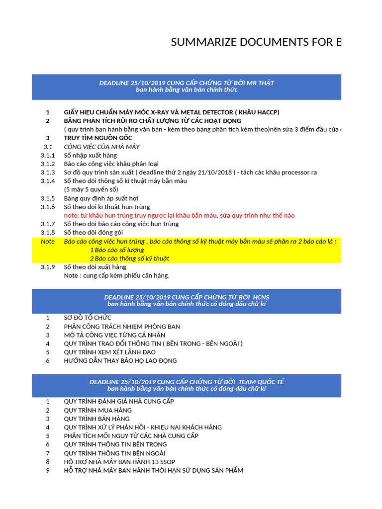 SUMMARIZE DOCUMENTS for BRC | PDF