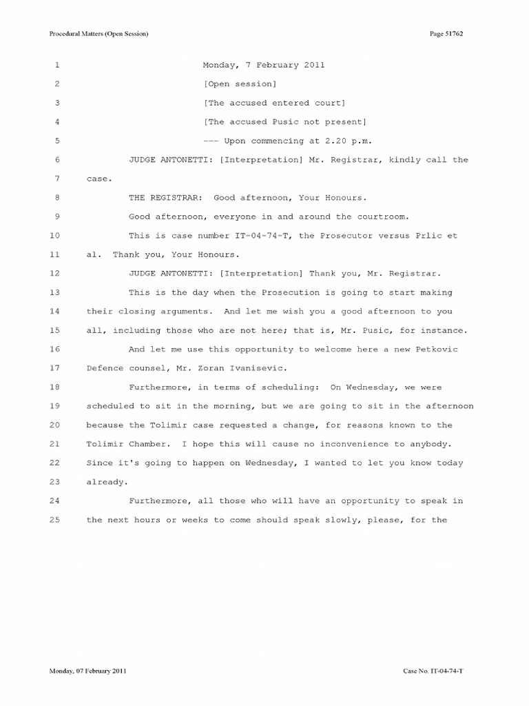 Prlic TR 20110207 | PDF