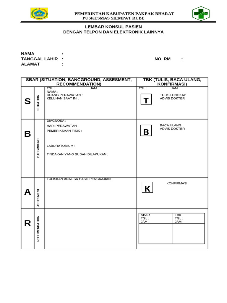 Format Sbar TBK Fix Si4rube | PDF
