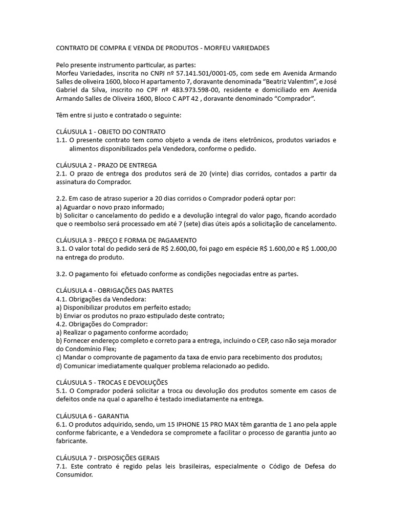 Contrato José Gabriel Flex | PDF