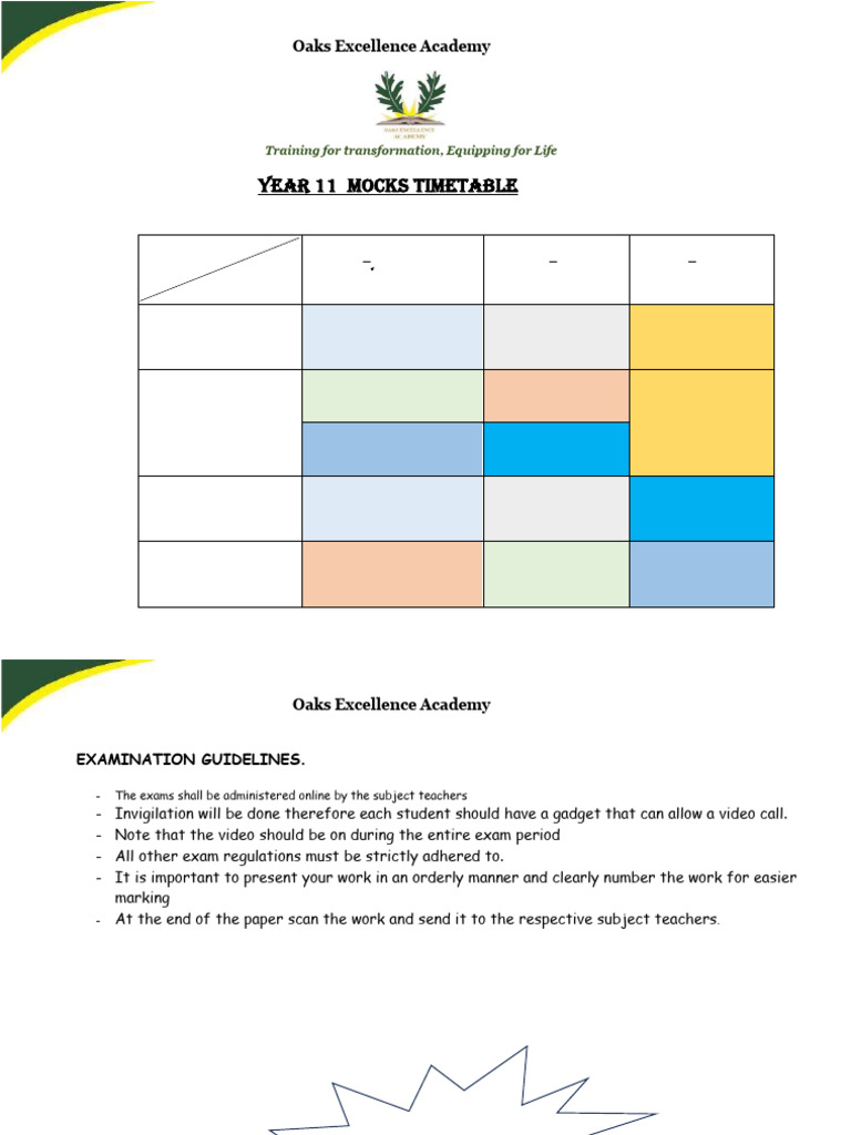 Year 11b Mocks timetable | PDF