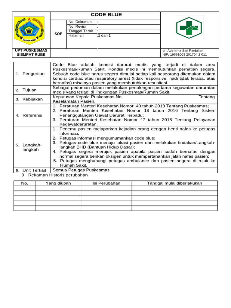 Sop Code Blue | PDF