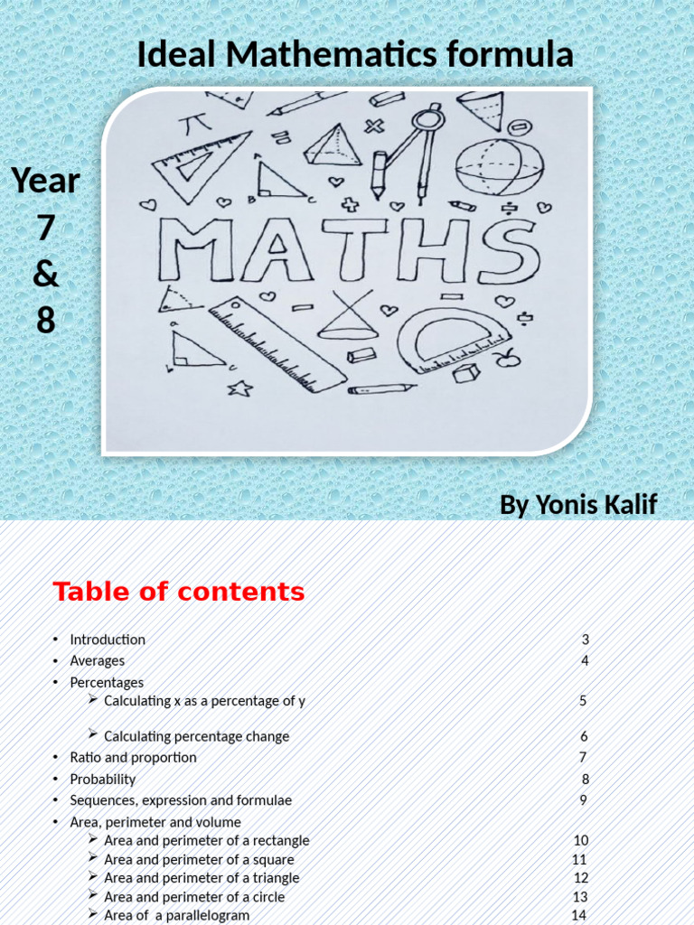 Yonis Kalif Mathematics Project | PDF | Area | Multiplication