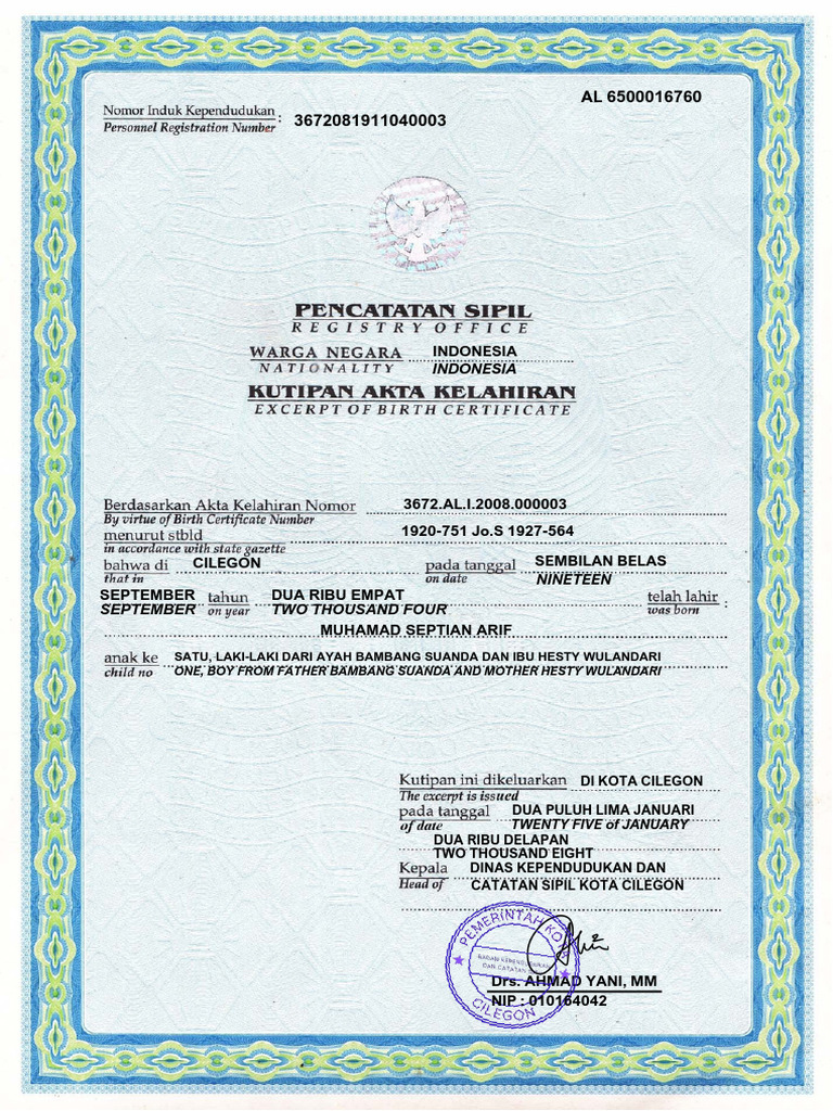 Akta Kelahiran Muhamad Septian Arif _20241228_102614_0000 | PDF