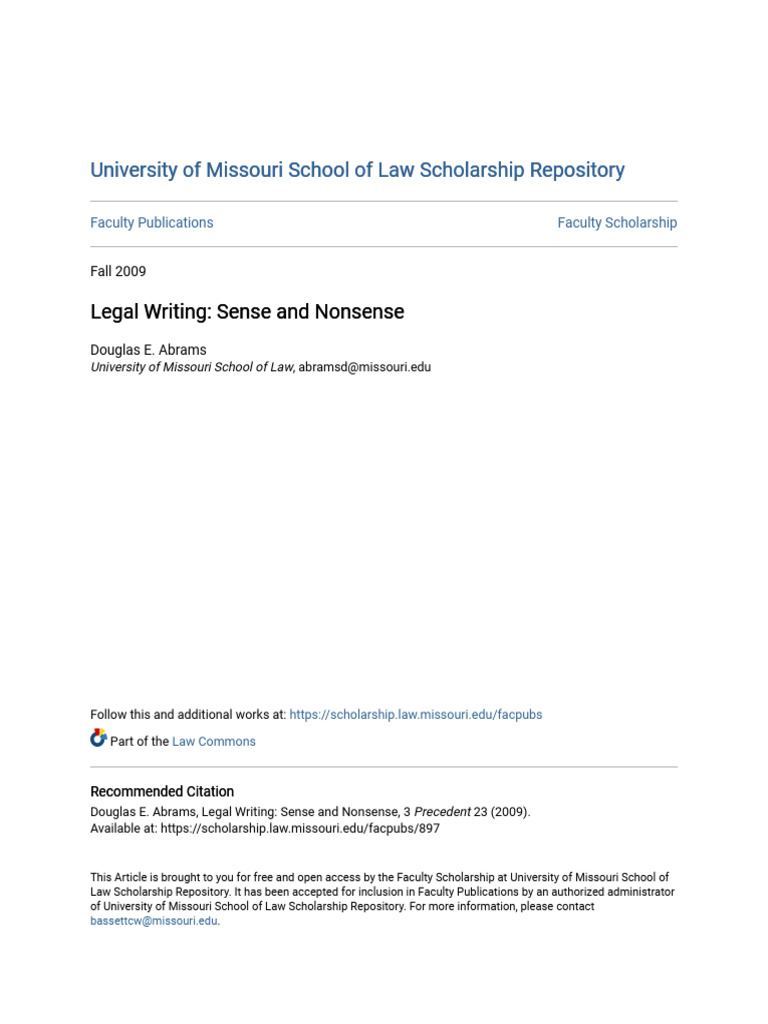 Legal Writing - Sense and Nonsense | PDF | Lawyer | Human Communication
