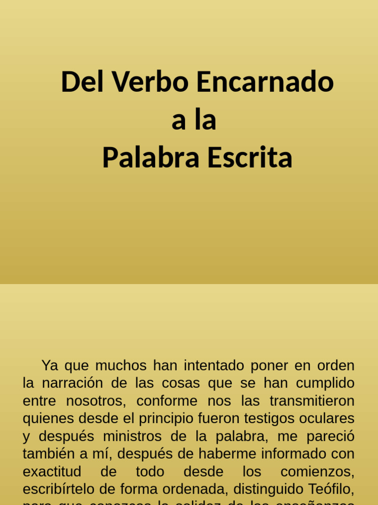 Del Verbo Encarnado a La Palabra Escrita | PDF | Jesús | Evangelios