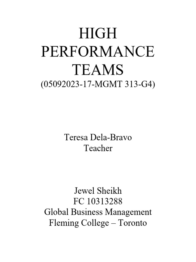 Jewel HIGH PERFORMANCE TEAMS 1 | PDF | Justice | Crime & Violence
