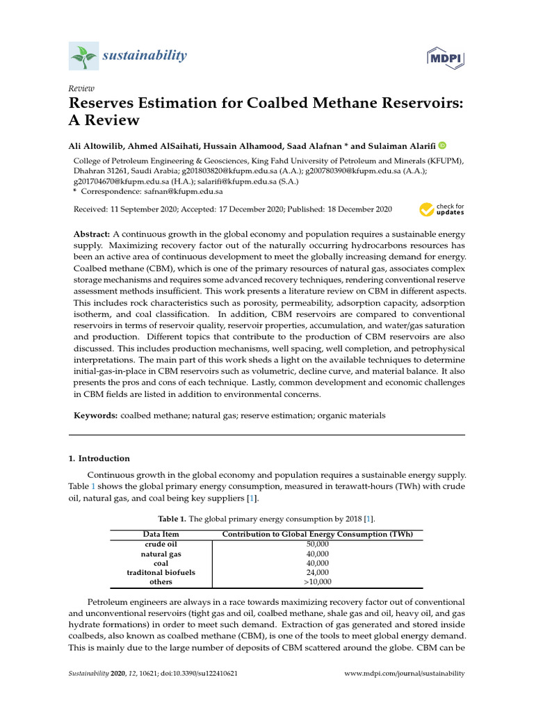 CBM Gas Sustainability 12 10621 v2 | PDF | Coalbed Methane | Adsorption