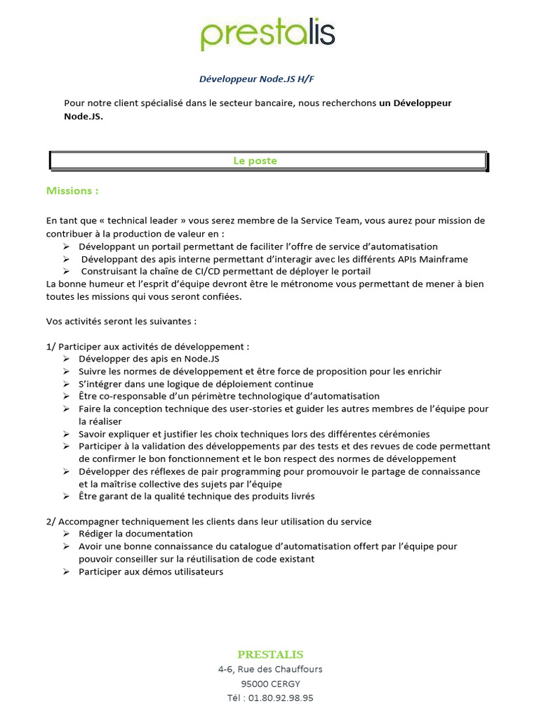 développeur node.js | PDF | Informatique | Informatique