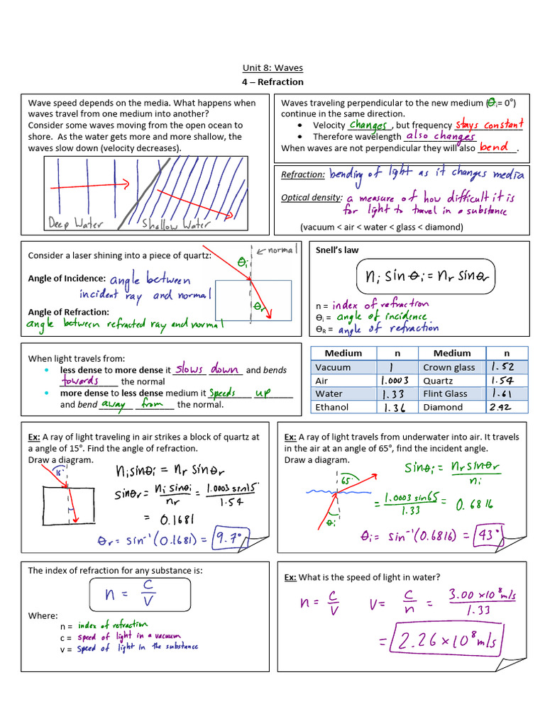 5 - Refraction | PDF | Refraction | Waves