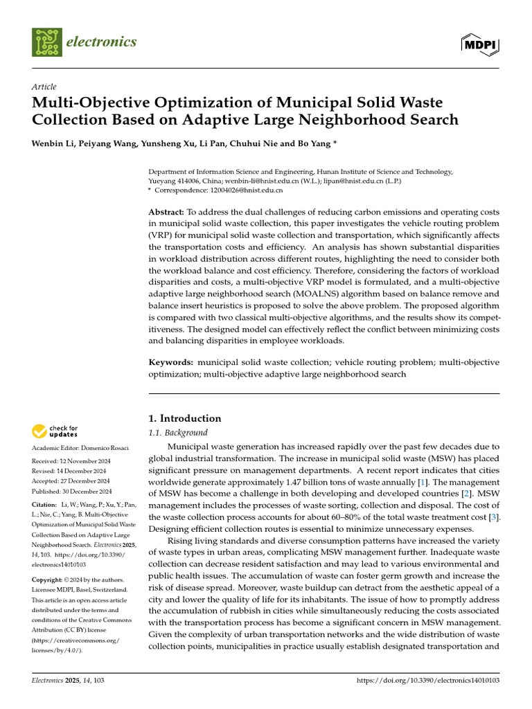 Multi-Objective Optimization of Municipal Solid Wa | PDF | Internet Of Things | Mathematical ...