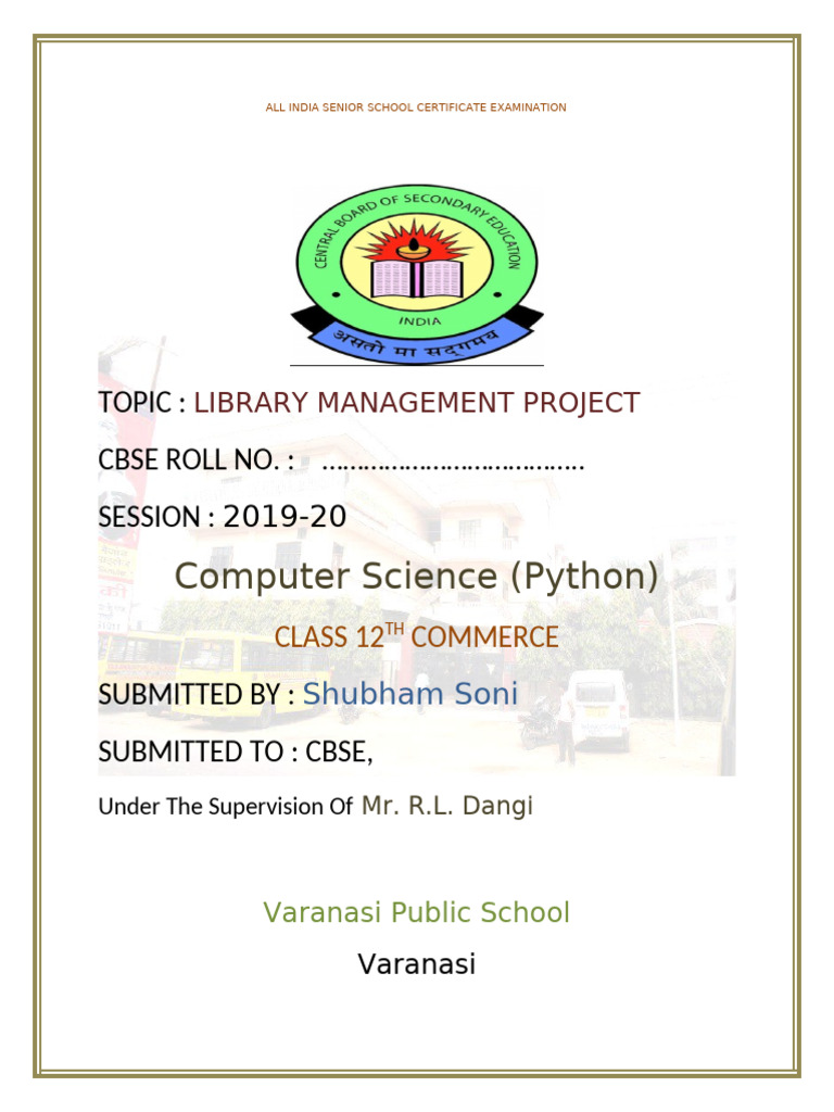 Computer Science Library Management Project | PDF | Computing