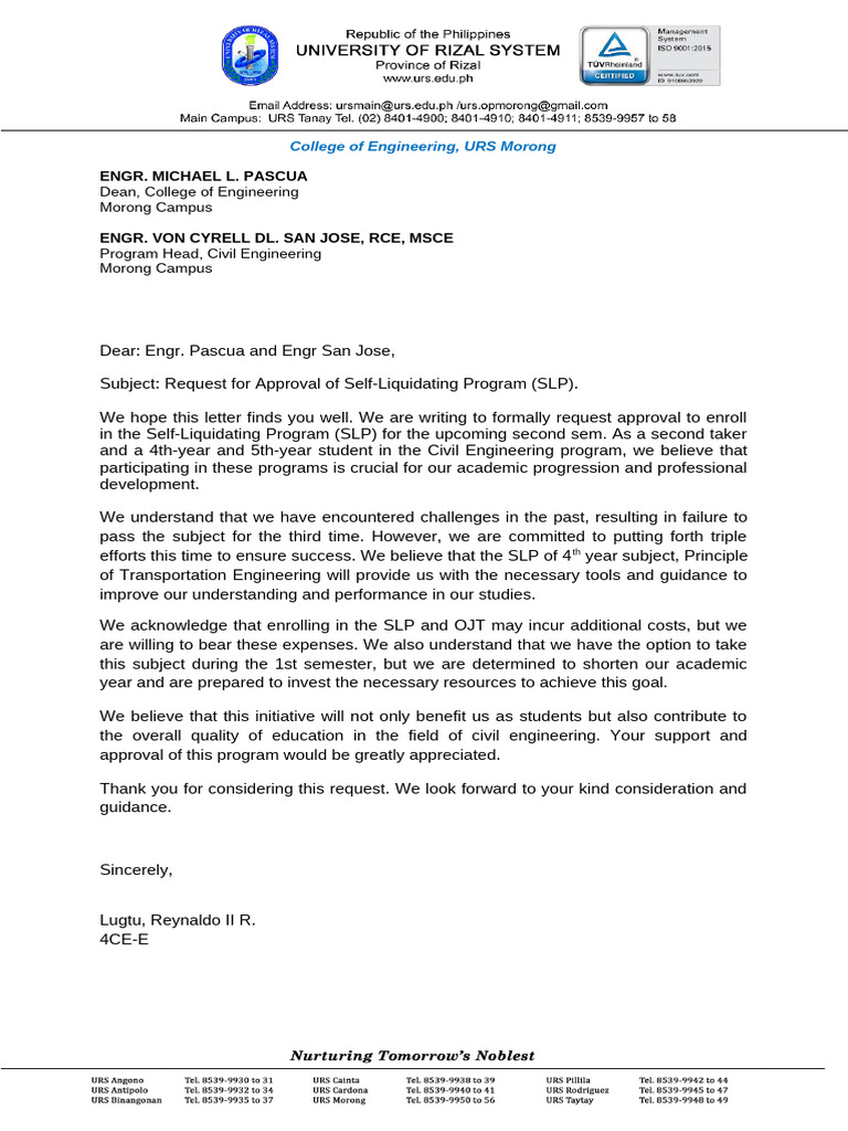Approval Letter SLP and Ojt | PDF