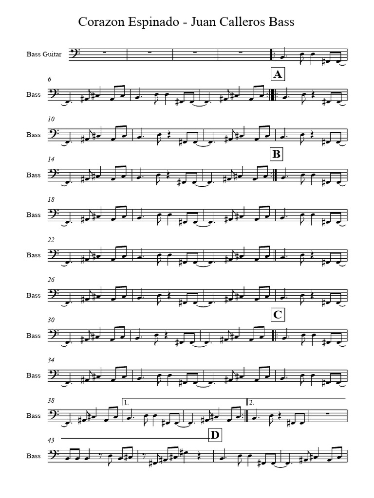 Corazon Espinado Juan Calleros Bass | PDF