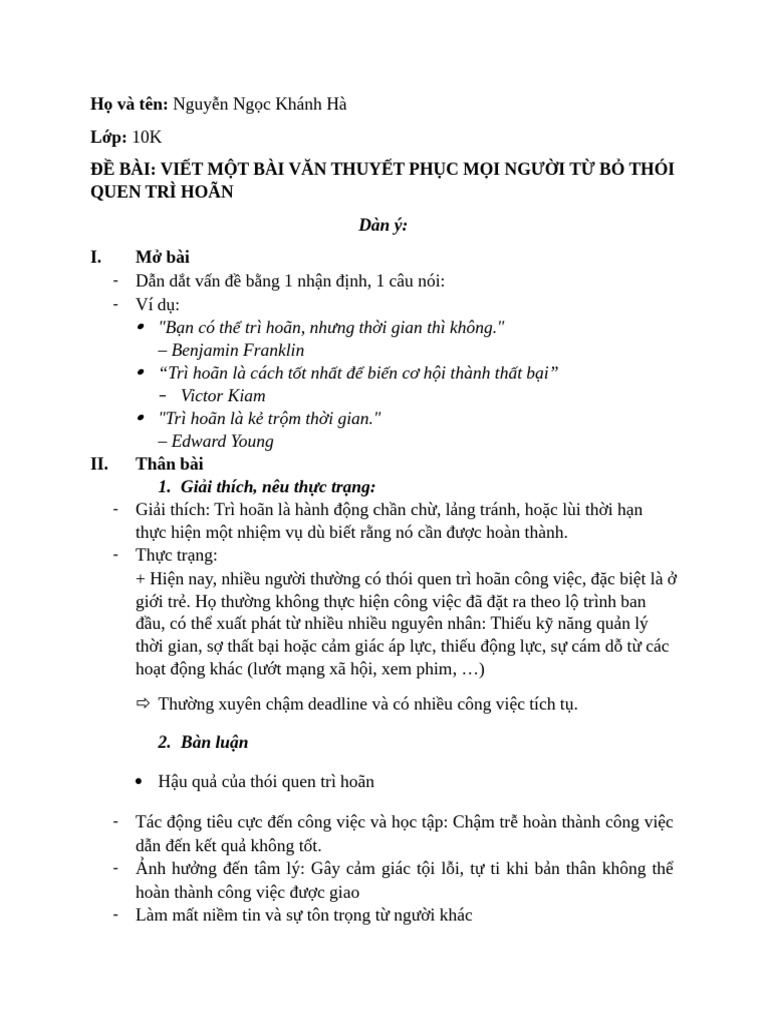 De Cuong On Tap Van | PDF