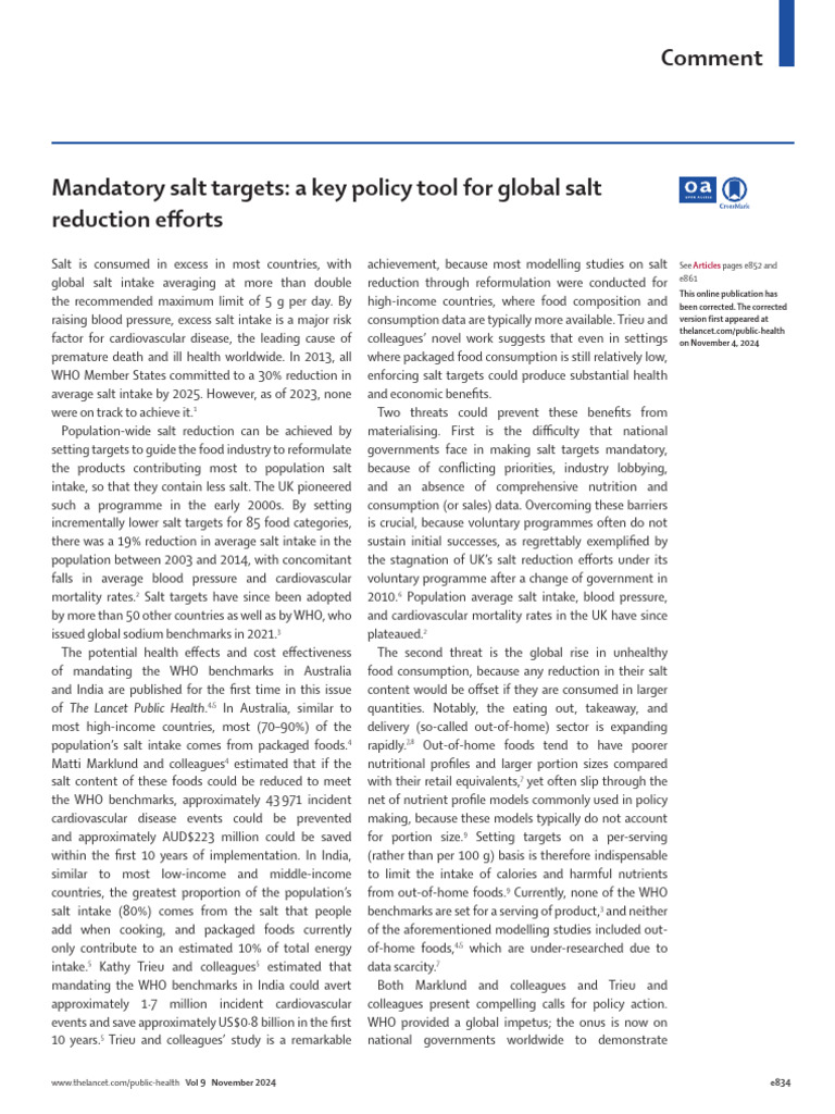 Mandatory Salt Targets a Key Policy Tool for Glob | PDF | Salt | World ...