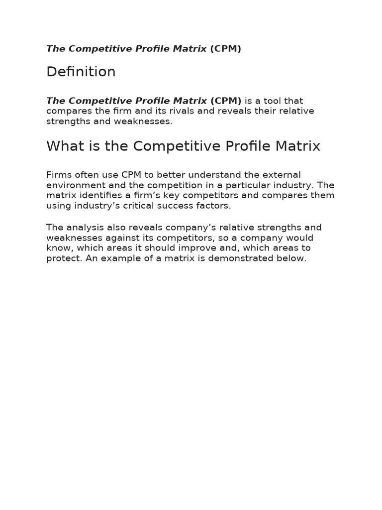 The Competitive Profile Matrix | PDF | Android (Operating System ...