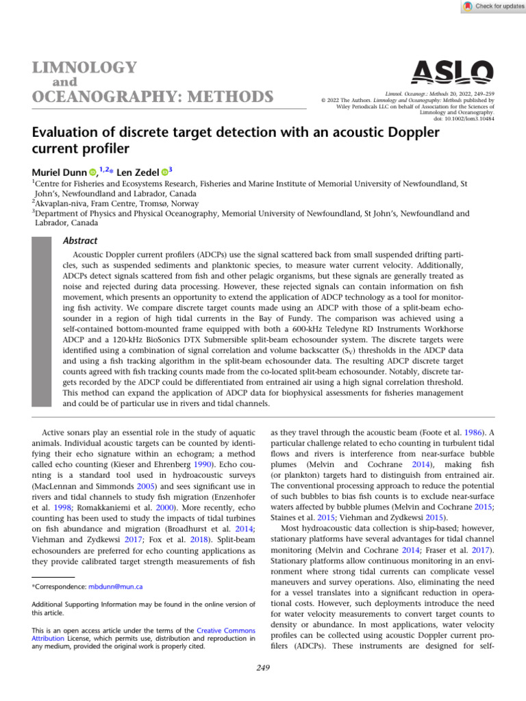 Limnology and Oceanography | PDF | Sonar | Doppler Effect