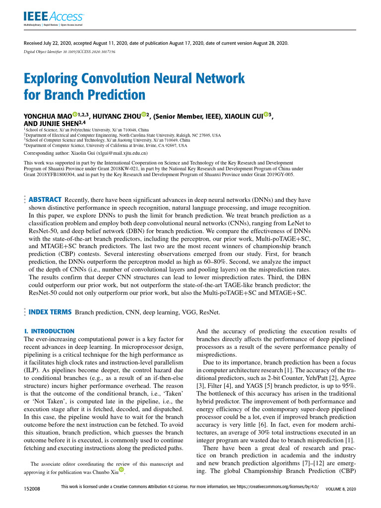 Exploring Convolution Neural Network For Branch Prediction | PDF | Deep ...