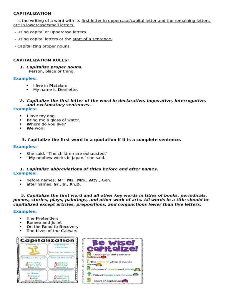 Capitalization Rules Explained | PDF