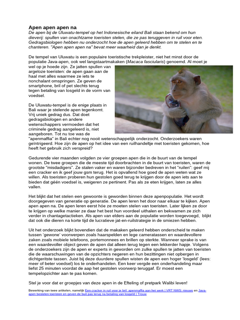2021 01 31 Apen Apen Apen Na - Groep 67 en 8 | PDF