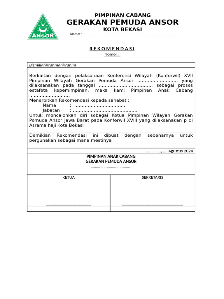 Contoh Rekomendasi | PDF