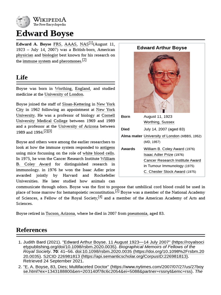 Edward_Boyse | PDF | Anatomy | Clinical Medicine