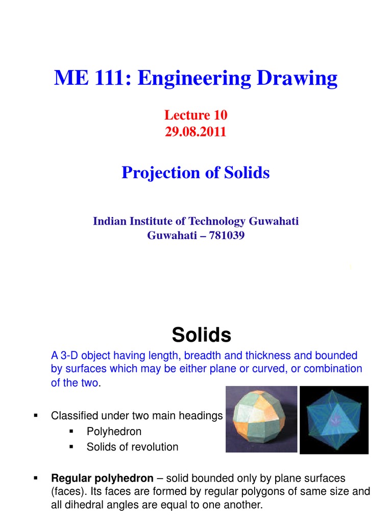 Projection of Solids in Engineering Drawing | PDF