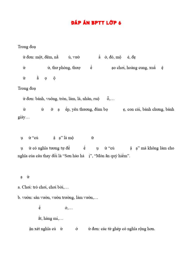 Đáp Án BPTT L P 6 | PDF