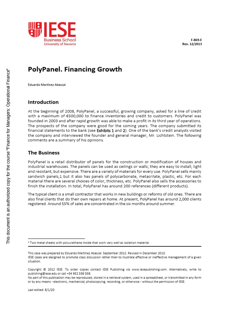 Polypanel. Financing Growth | PDF | Equity (Finance) | Income Statement