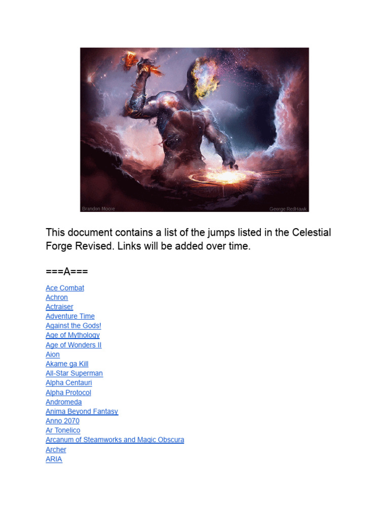 Celestial Forge Jumps List | PDF