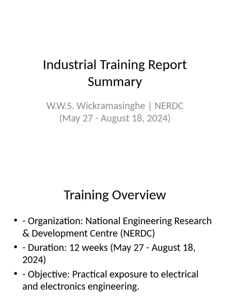 20 Slide Industrial Training Summary | PDF | Engineering | Printed ...