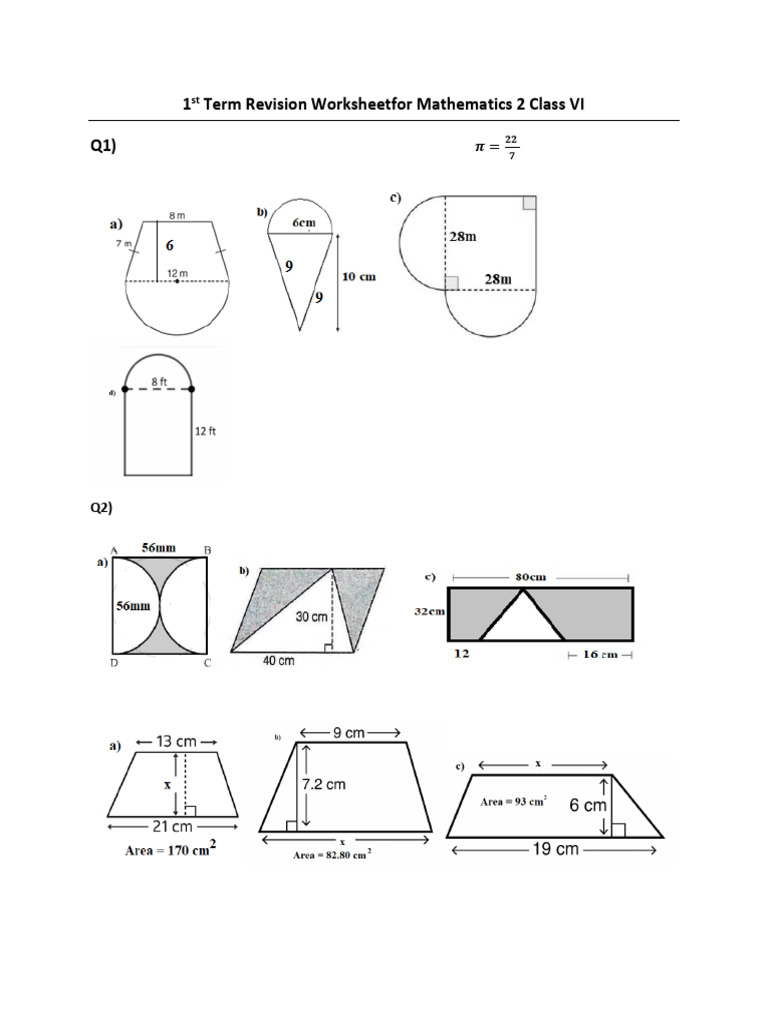 1st Term Revision Worksheet 1 | PDF
