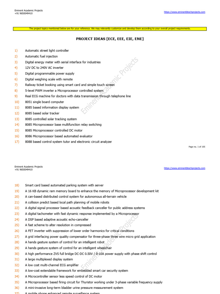 ece-eee-ene-eie-projects-list | PDF | Embedded System | Automation