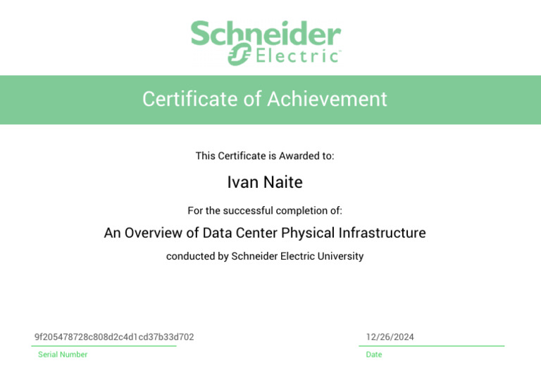 Data Center Infrastructure Certificate | PDF