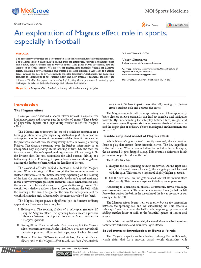 An Exploration of Magnus Effect Role in Sports Esp | PDF | Vortices ...