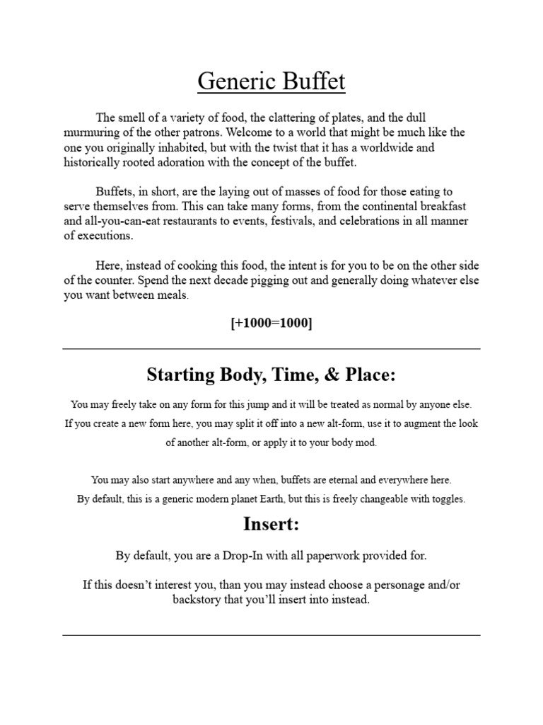 Generic Buffet Version 1.0 | PDF | Buffet | Restaurants