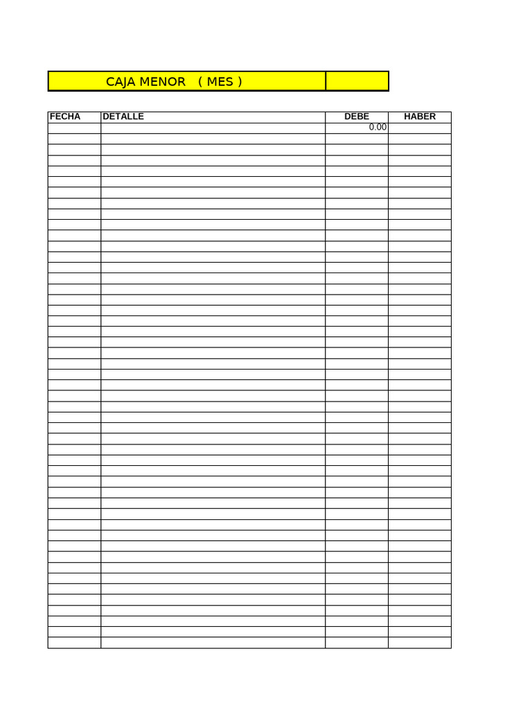 FORMATO CAJA MENOR con formula | PDF