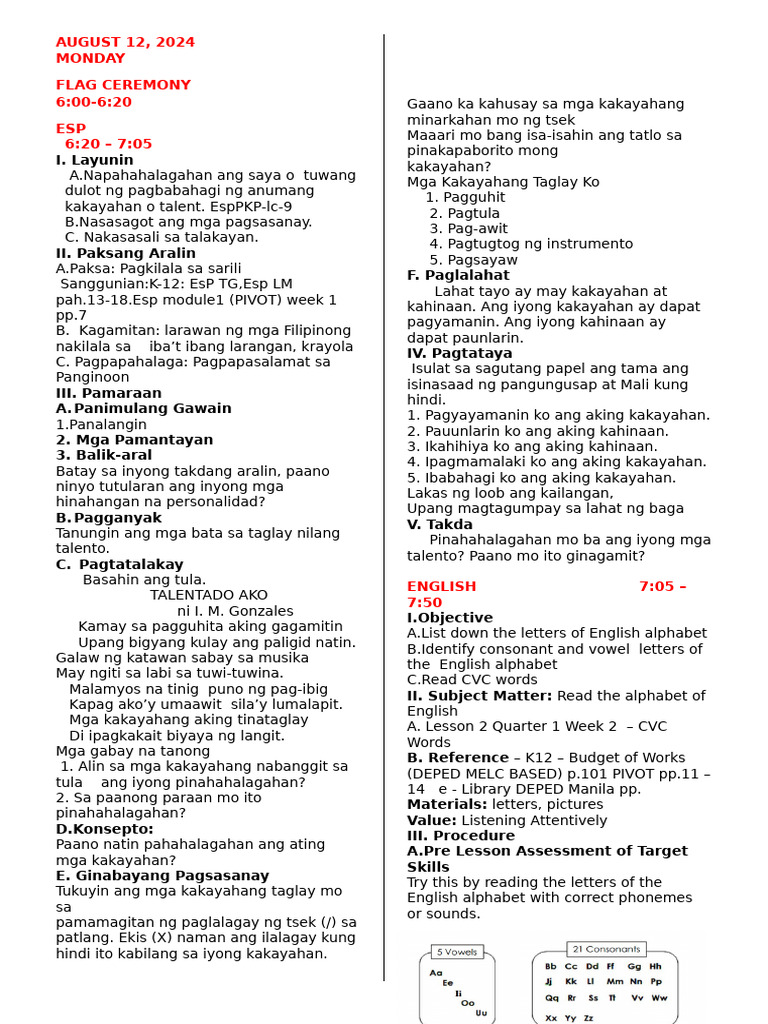 w3 Aug 12 Monday | PDF